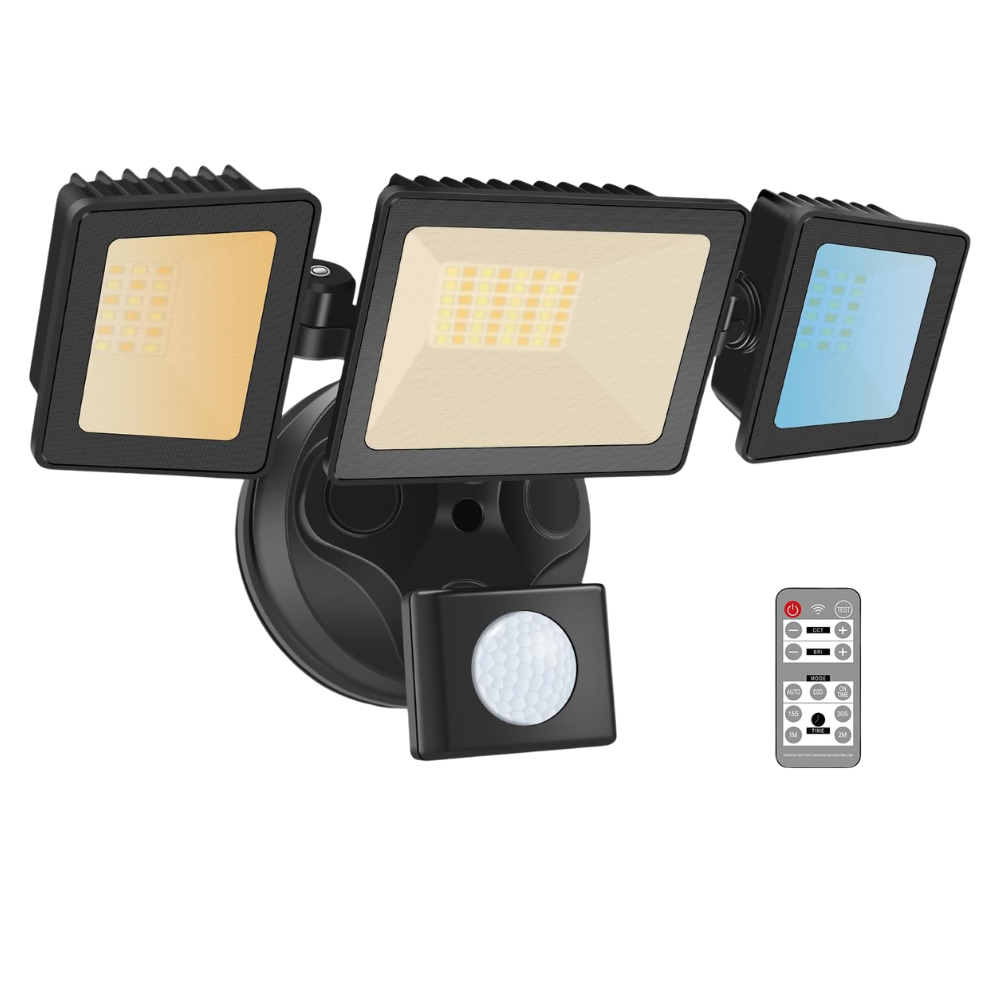 40W Wired Outdoor LED Flood Light, 120V Remote-Operated Dimmable Adjus