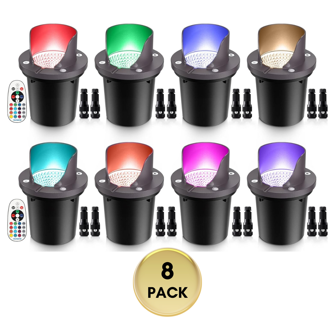 UNRA03 8-Pack 12W RGBW LED Low Voltage In-Ground Well Lights – Kings ...
