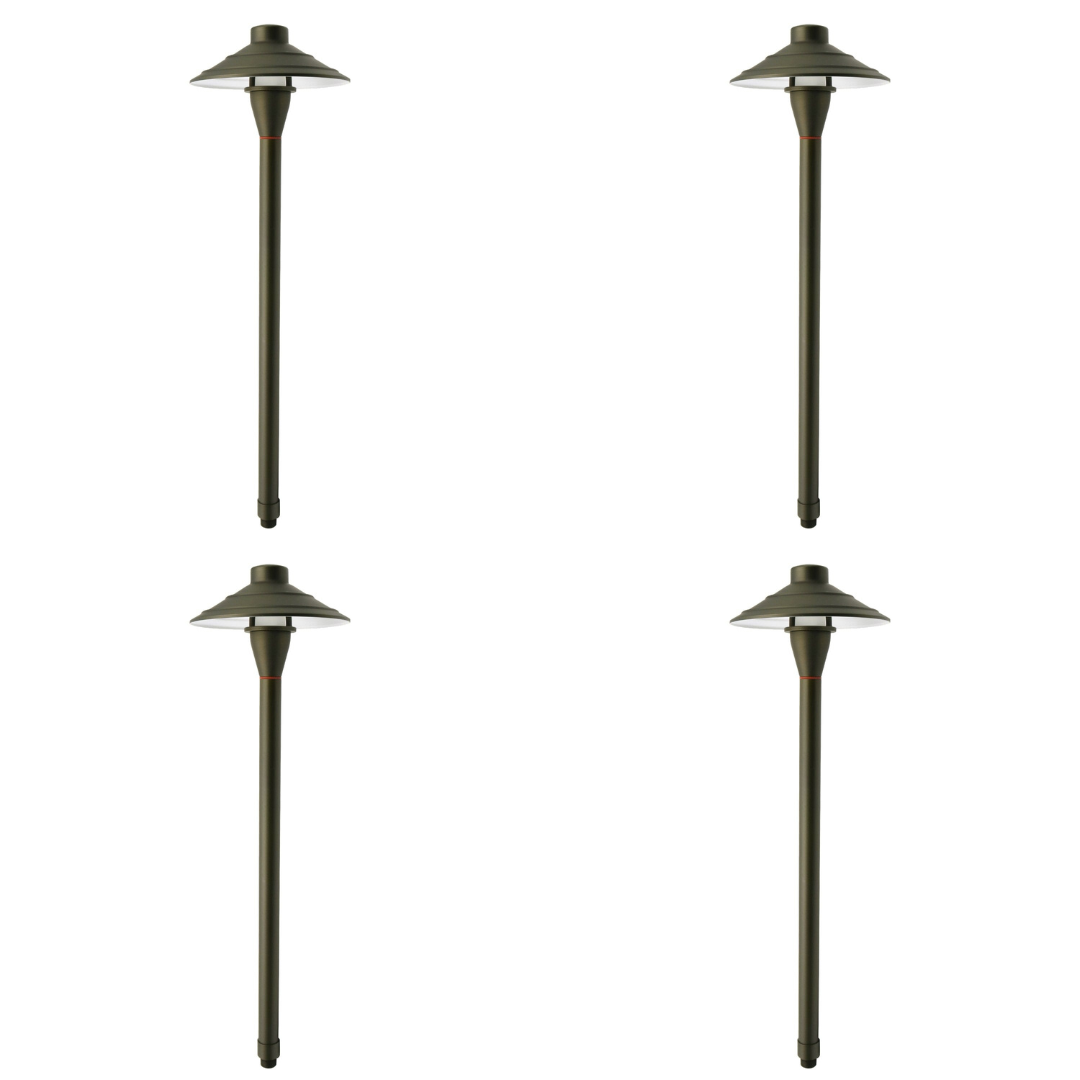 G4 Solid Brass Medium Mushroom Hat Path Light - Light Bronze Finish Low ...