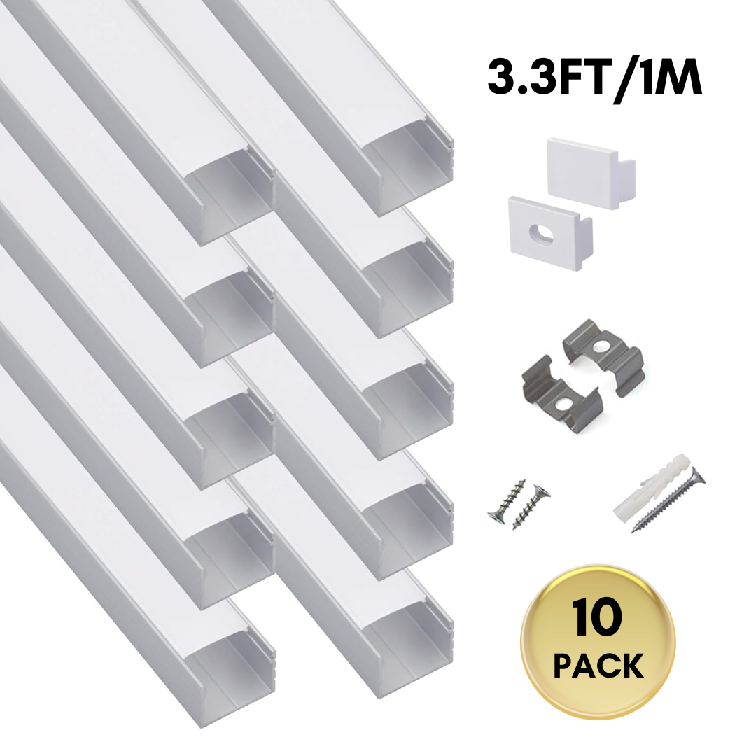 AC07 U-Shaped Square Aluminum Channel 3.3FT/1M and 6.6FT/2M For Max 16