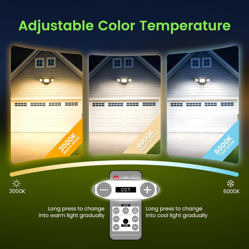 40W Wired Outdoor LED Flood Light, 120V Remote-Operated Dimmable Adjus