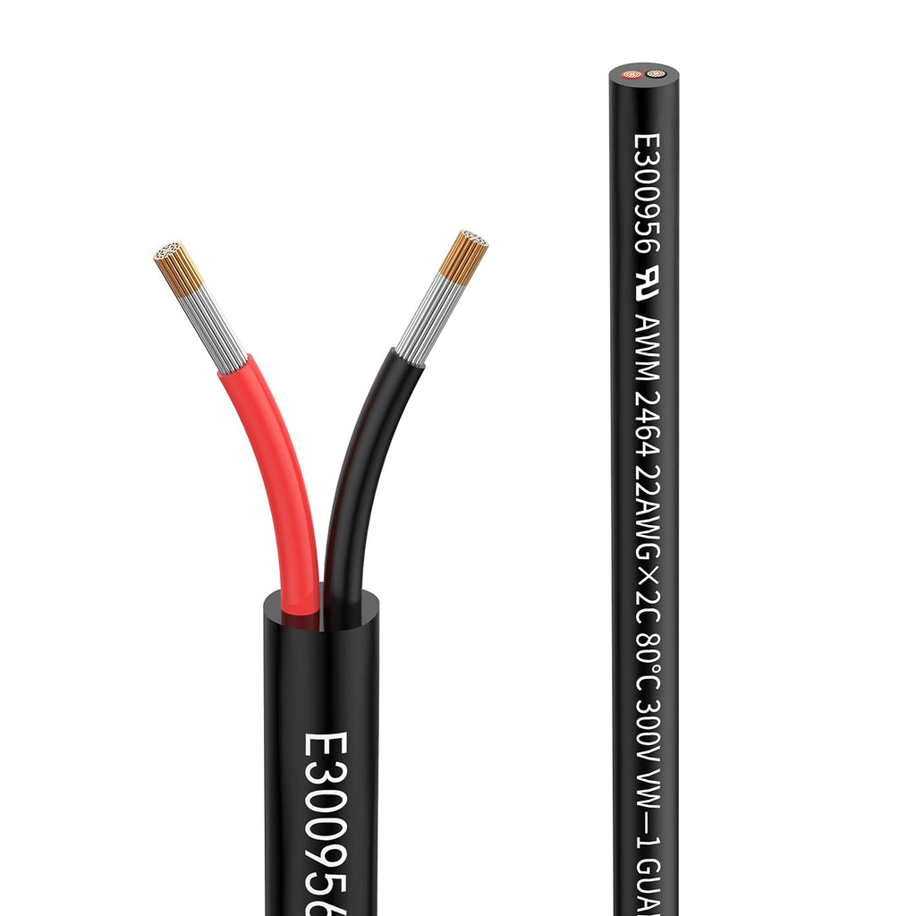 2 Core 18/20/22 Gauge Wires UL2464 DC 5V/12V/24V/300V for Single Color