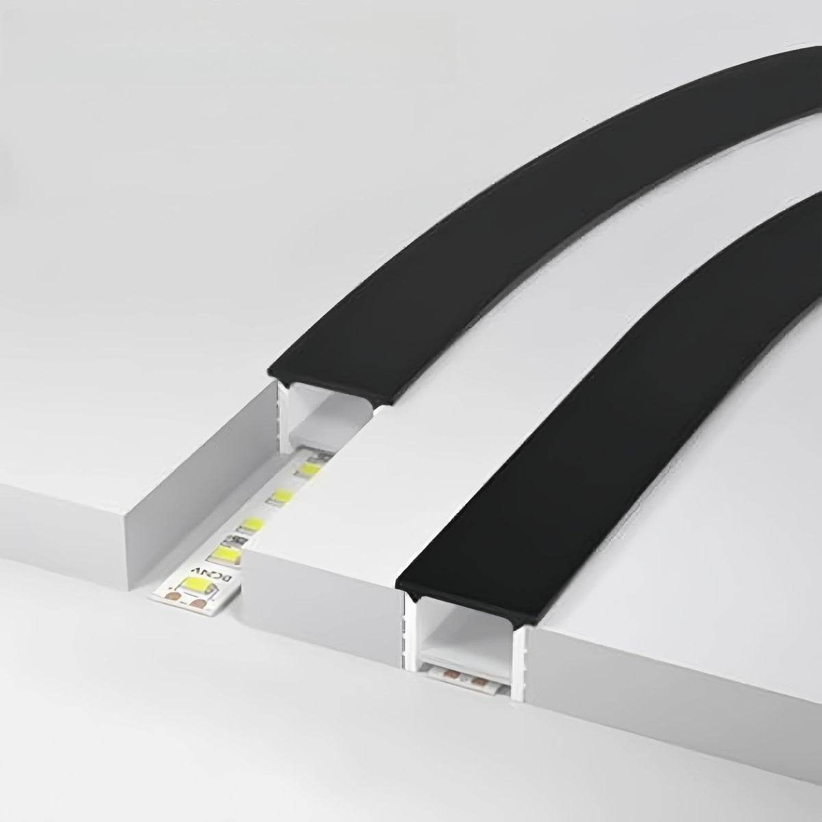 SC01 Black Silicone LED Channel with Flange Recessed Flexible Tube Cov