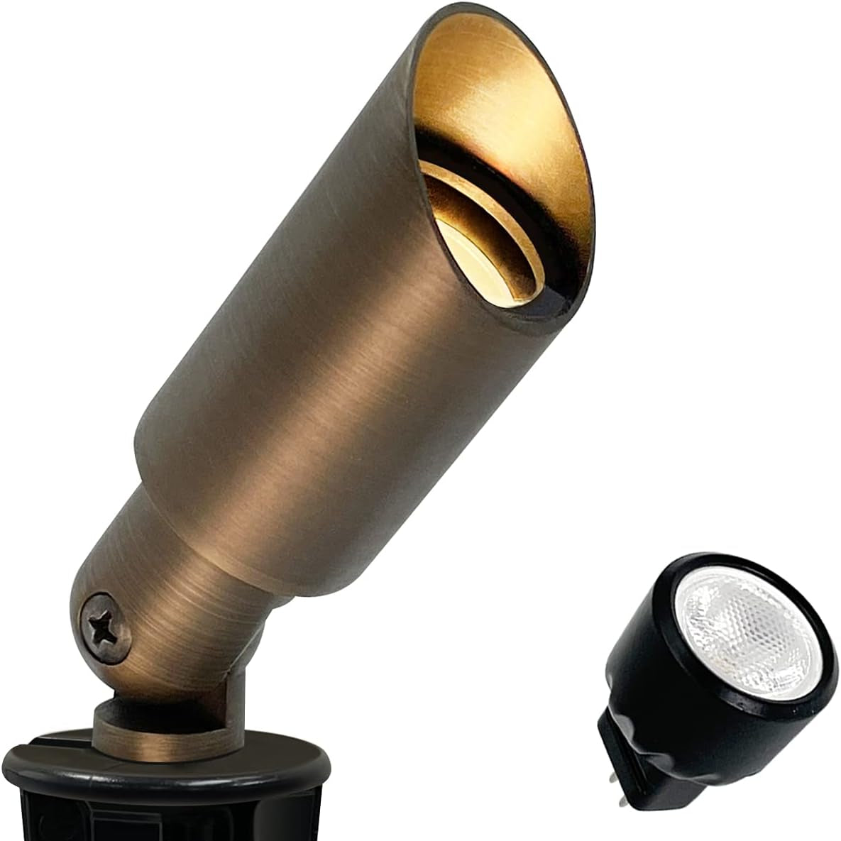 MR8 Mini Brass Spotlight with Fixed or Adjustable Shroud Low Voltage ...