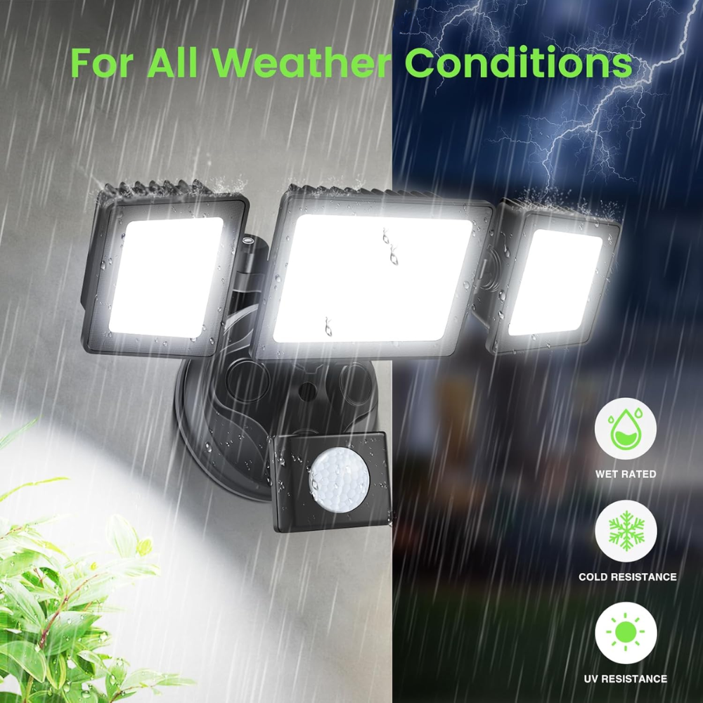 40W Wired Outdoor LED Flood Light, 120V Remote-Operated Dimmable Adjus