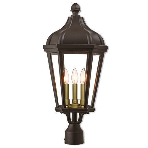 Morgan Candelabra Base 3 Light Bulb Socket Large Outdoor Post Top Lant