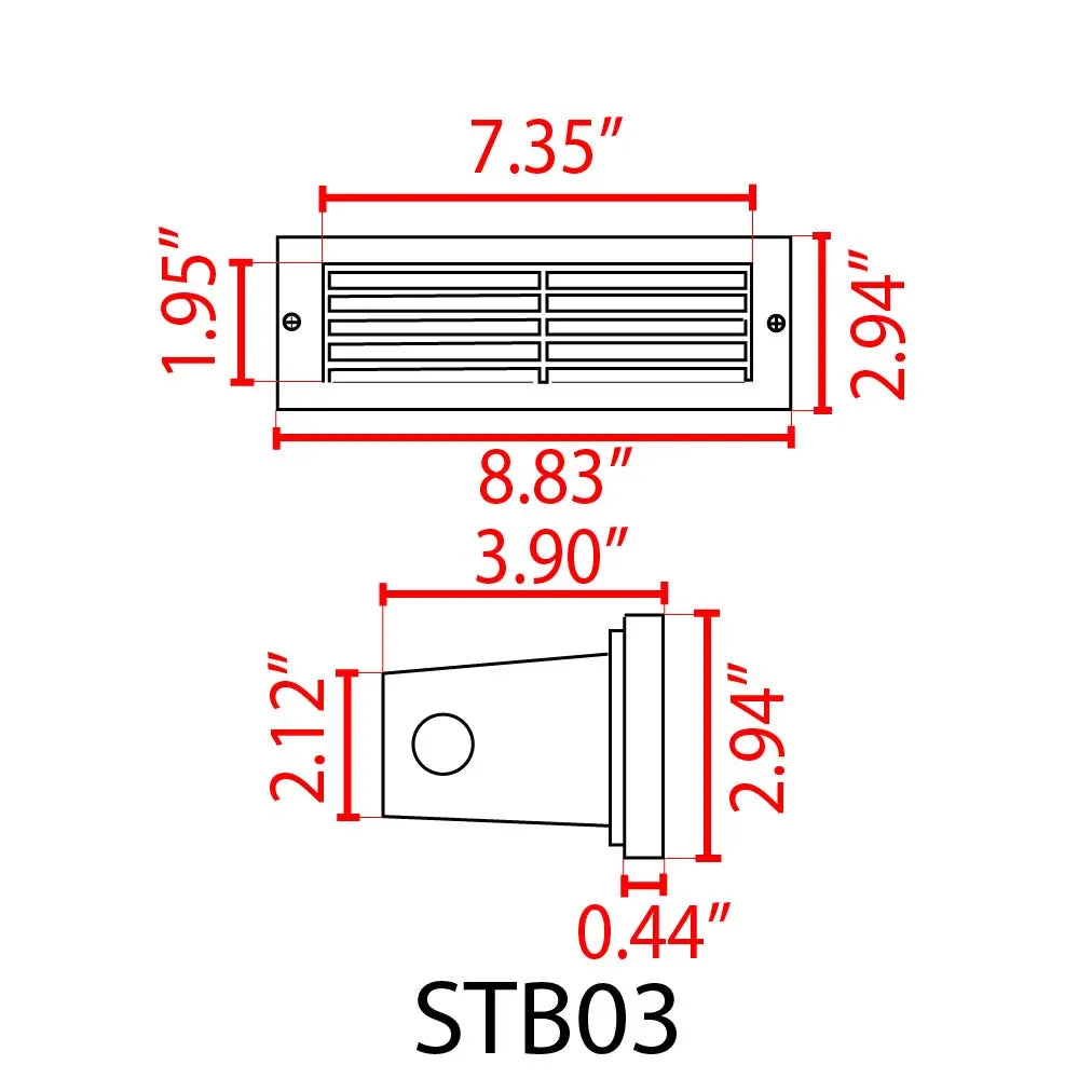 STB03 Louver Brick Waterproof Outdoor Brass Step Light