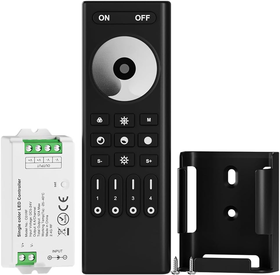 4-Zone RF 2.4GHz Wireless Remote Kit DC5V-24V LED Strip Light Control